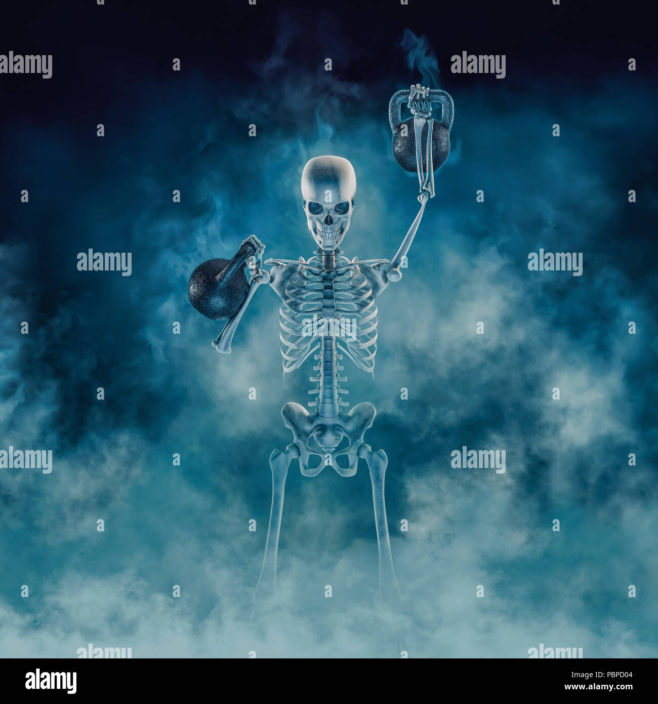 The phantom kettlebell workout / 3D illustration of scary fitness ...