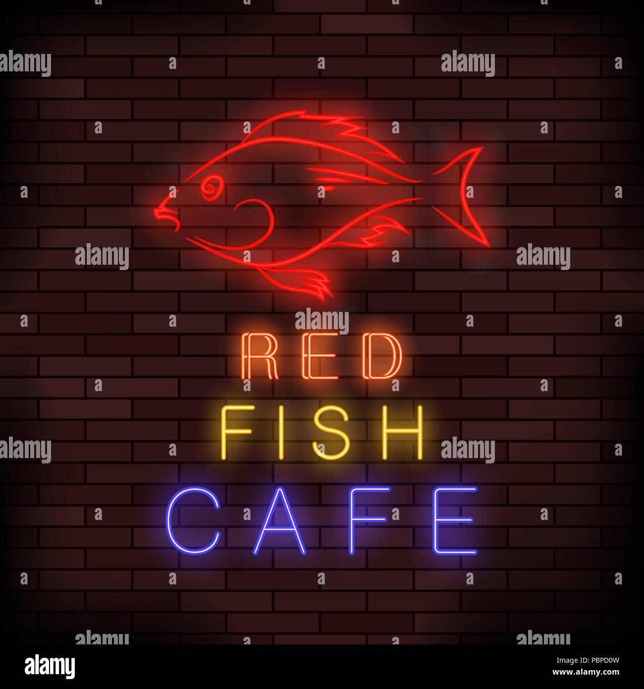 Colorful Neon Fish Food Sign Stock Vector Image & Art - Alamy