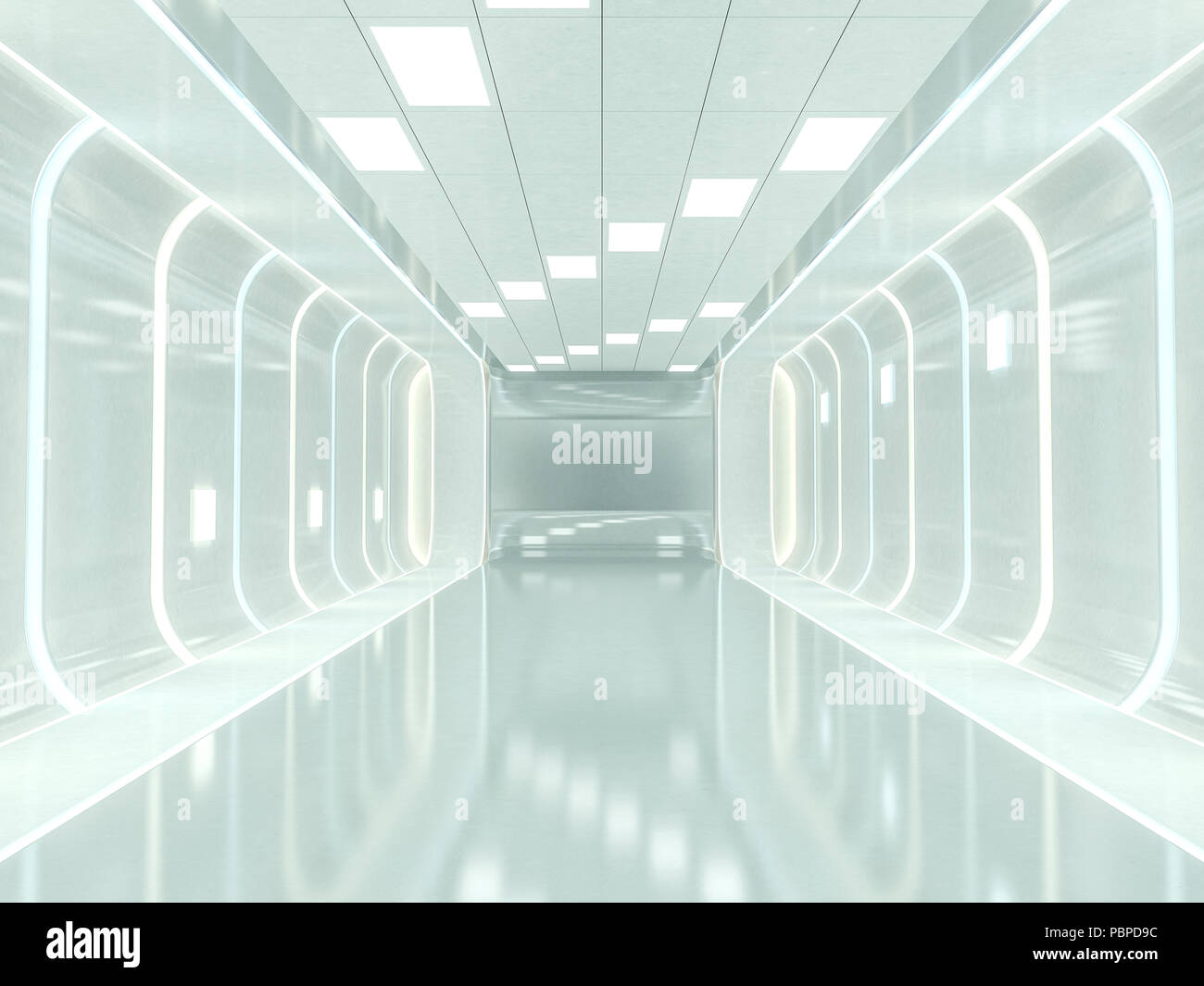 Abstract modern architecture background, empty open space interior. 3D ...