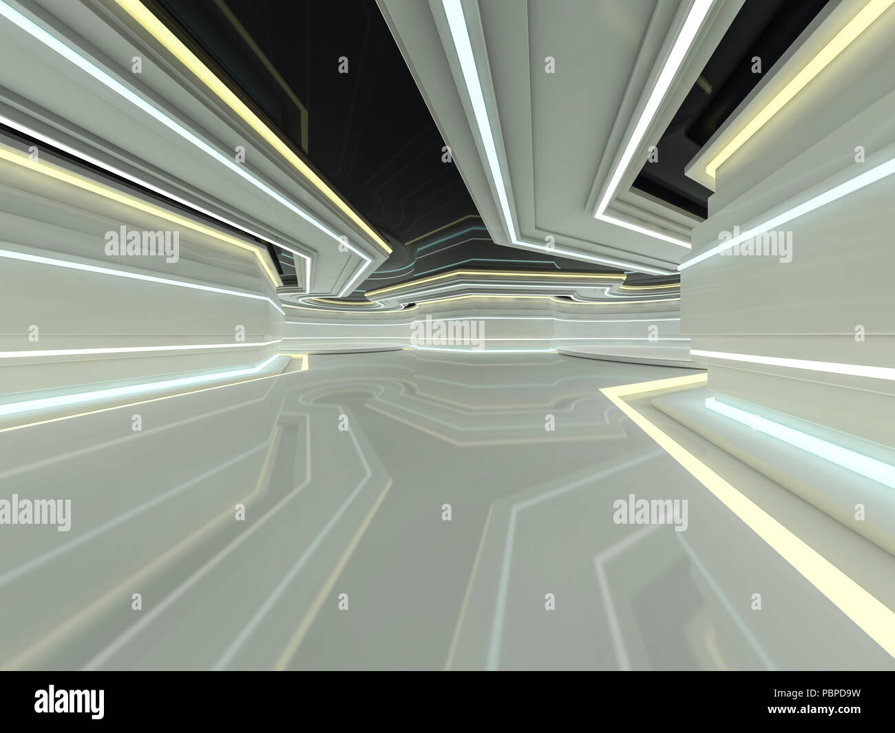 Abstract modern architecture background, empty open space interior. 3D ...