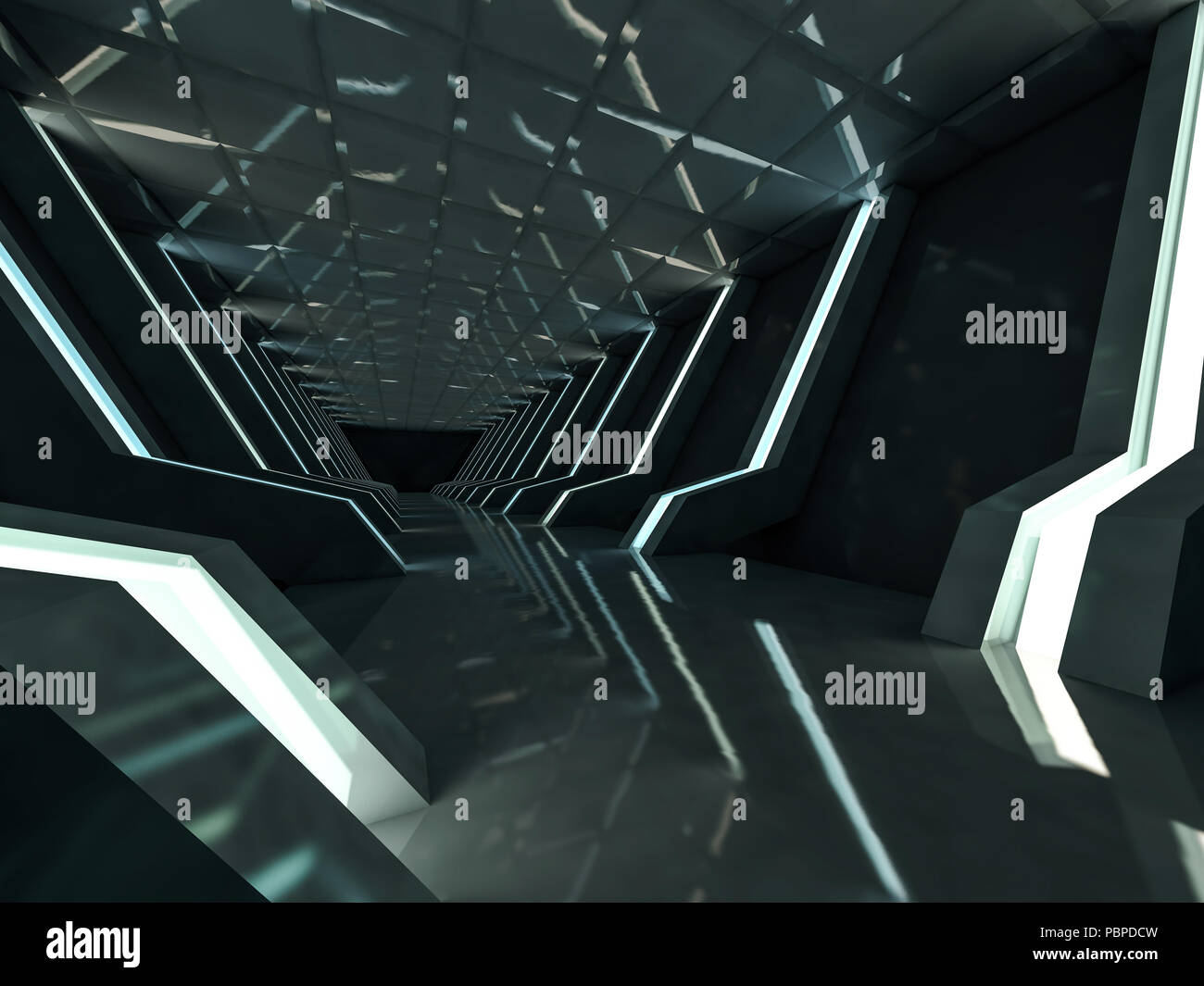 Abstract modern architecture background, empty open space interior. 3D ...