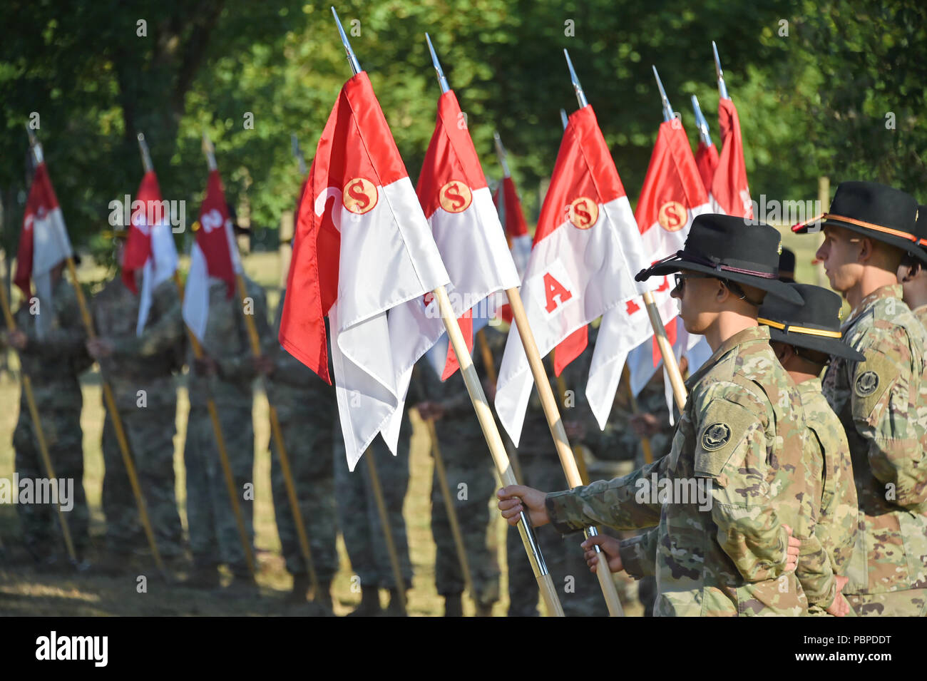 U.S. Soldiers with 2d Cavalry Regiment (2CR) stand in formation during ...