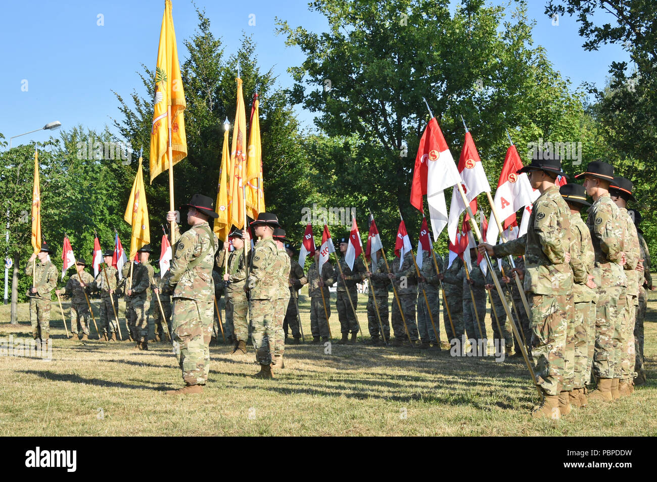 U.S. Soldiers with 2d Cavalry Regiment (2CR) stand in formation during ...