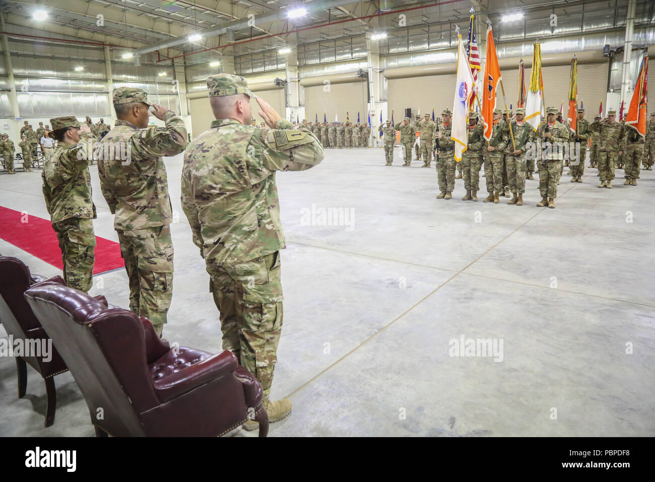The official party salutes the colors during the 335th Signal Command ...