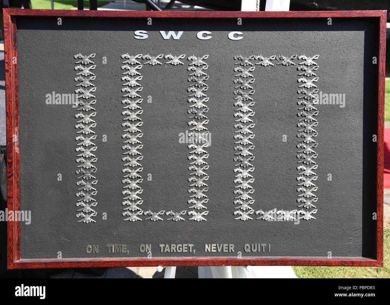 180719-N-SI773-0760 SAN DIEGO (July 19, 2018) - A board displays ...