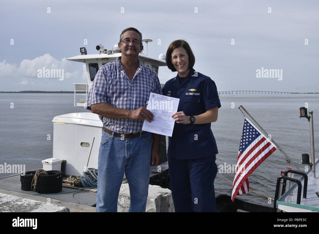 Capt. Megan Dean, commander of Coast Guard Sector Miami issues a ...
