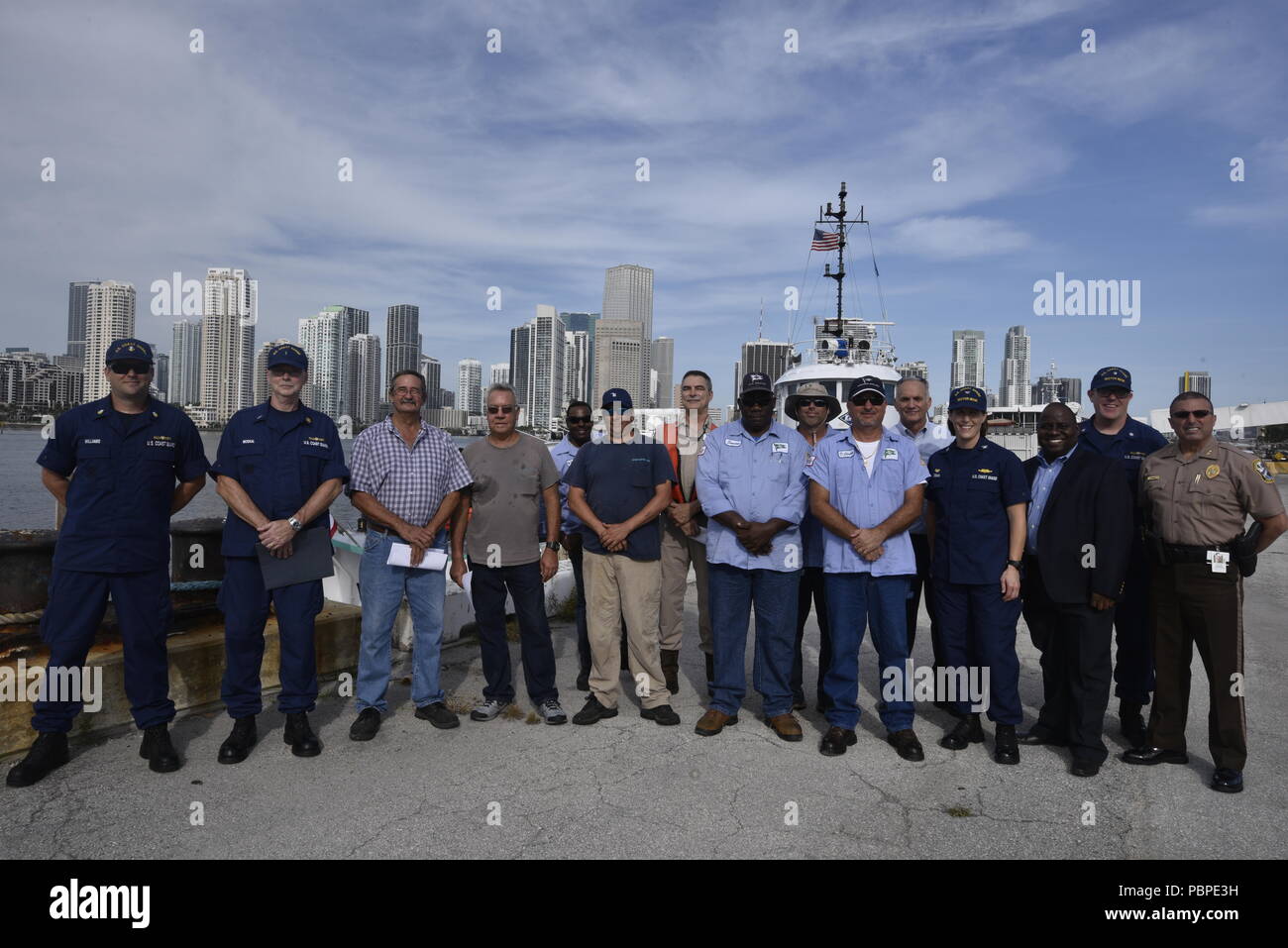 Capt. Megan Dean, commander of Coast Guard Sector Miami, stands with ...