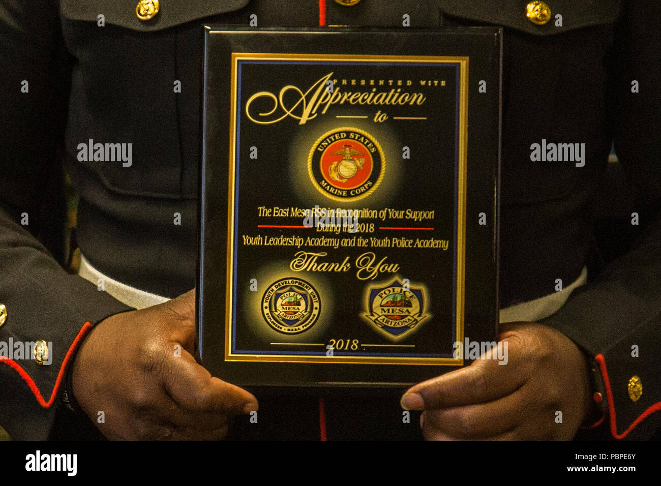 Marine recruiters with Recruiting Station Phoenix recieved a plaque ...