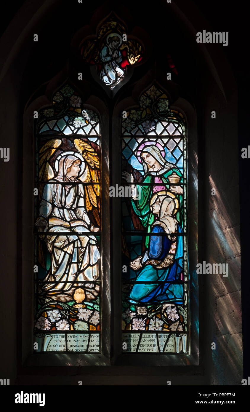 A memorial window in All Saints Church, Naseby, Northamptonshire ...