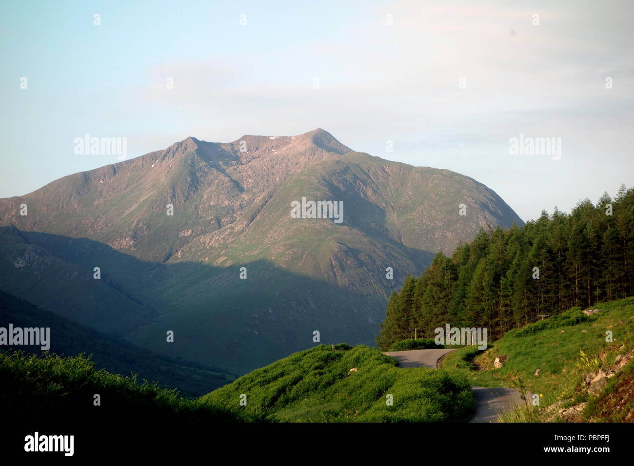 Dawn on the Scottish Mountain Munro Ben Starav from the Road in Glen ...