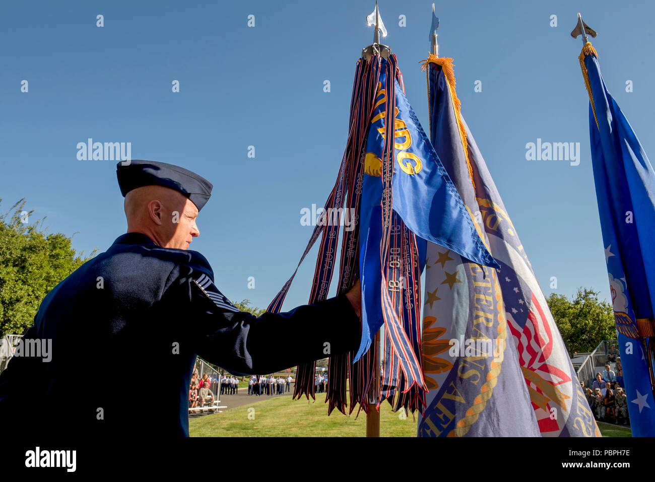 Chief Master Sgt. Mark Davis, 60th Medical Group superintendent, stands ...