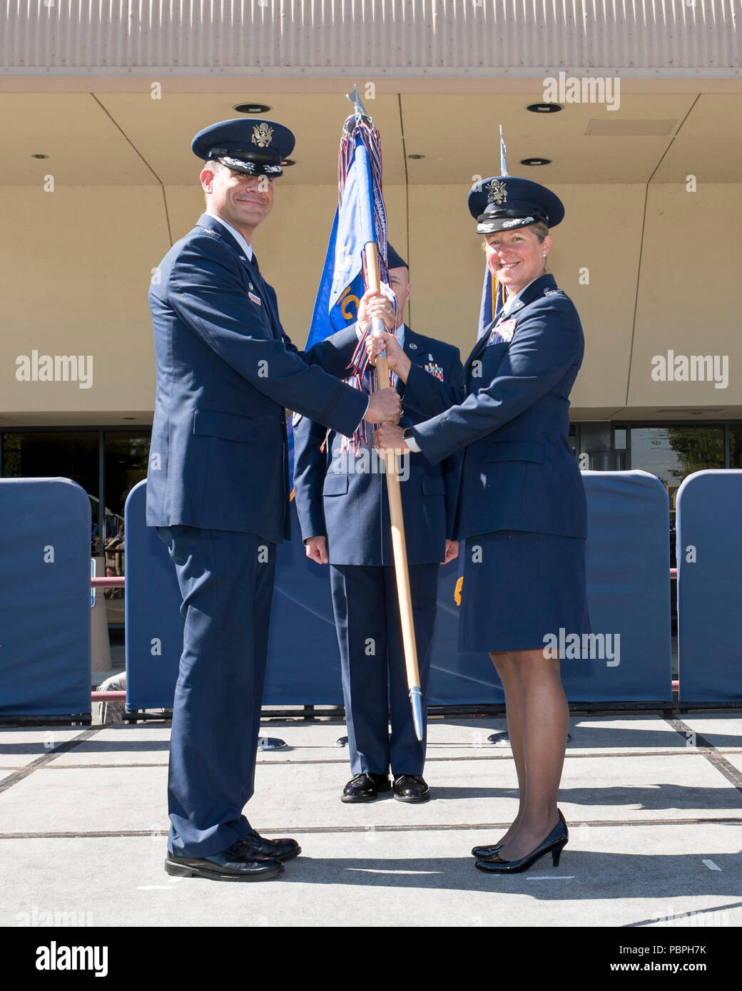 Col. Kristen Beals, right, 60th Medical Group commander, accepts ...