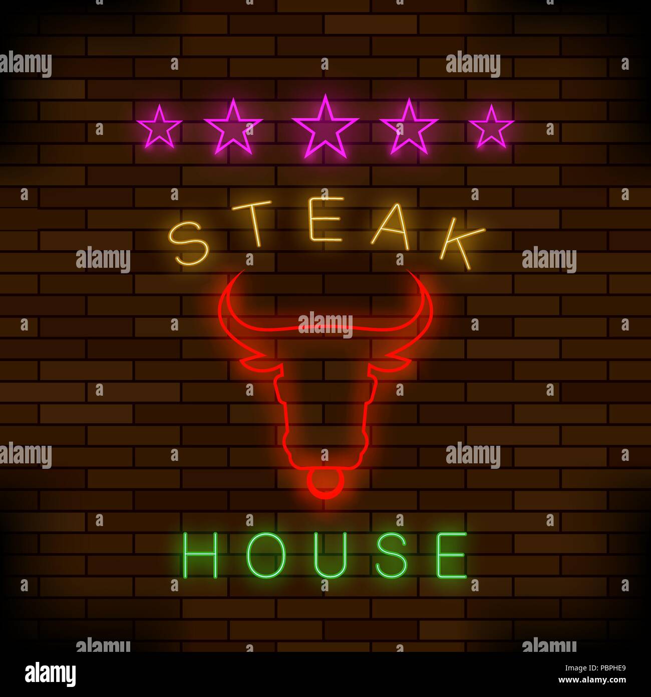 Steak House Neon Colorful Sign Stock Vector Image & Art - Alamy