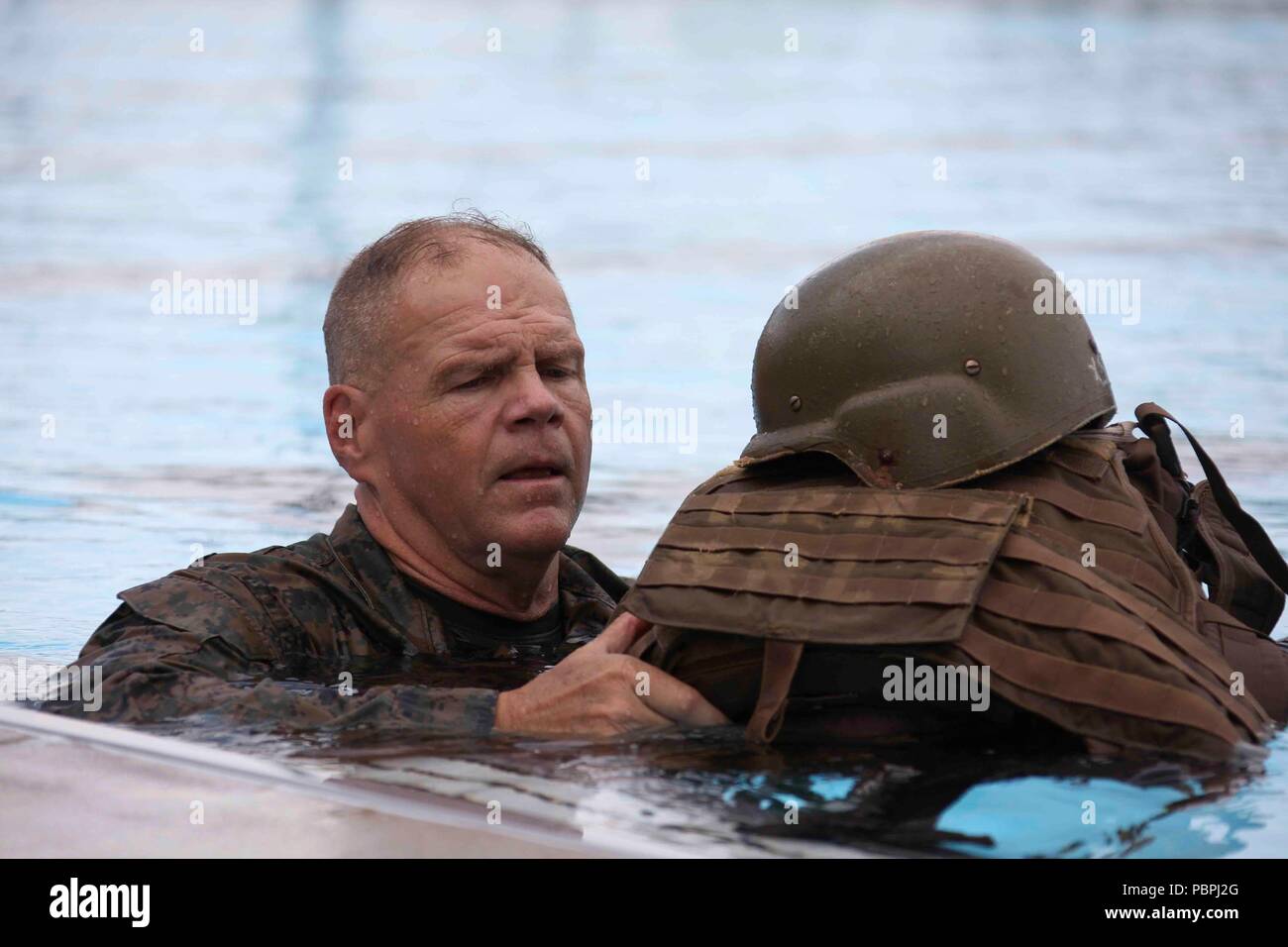 Commandant of the Marine Corps Gen. Robert B. Neller conducts a swim ...