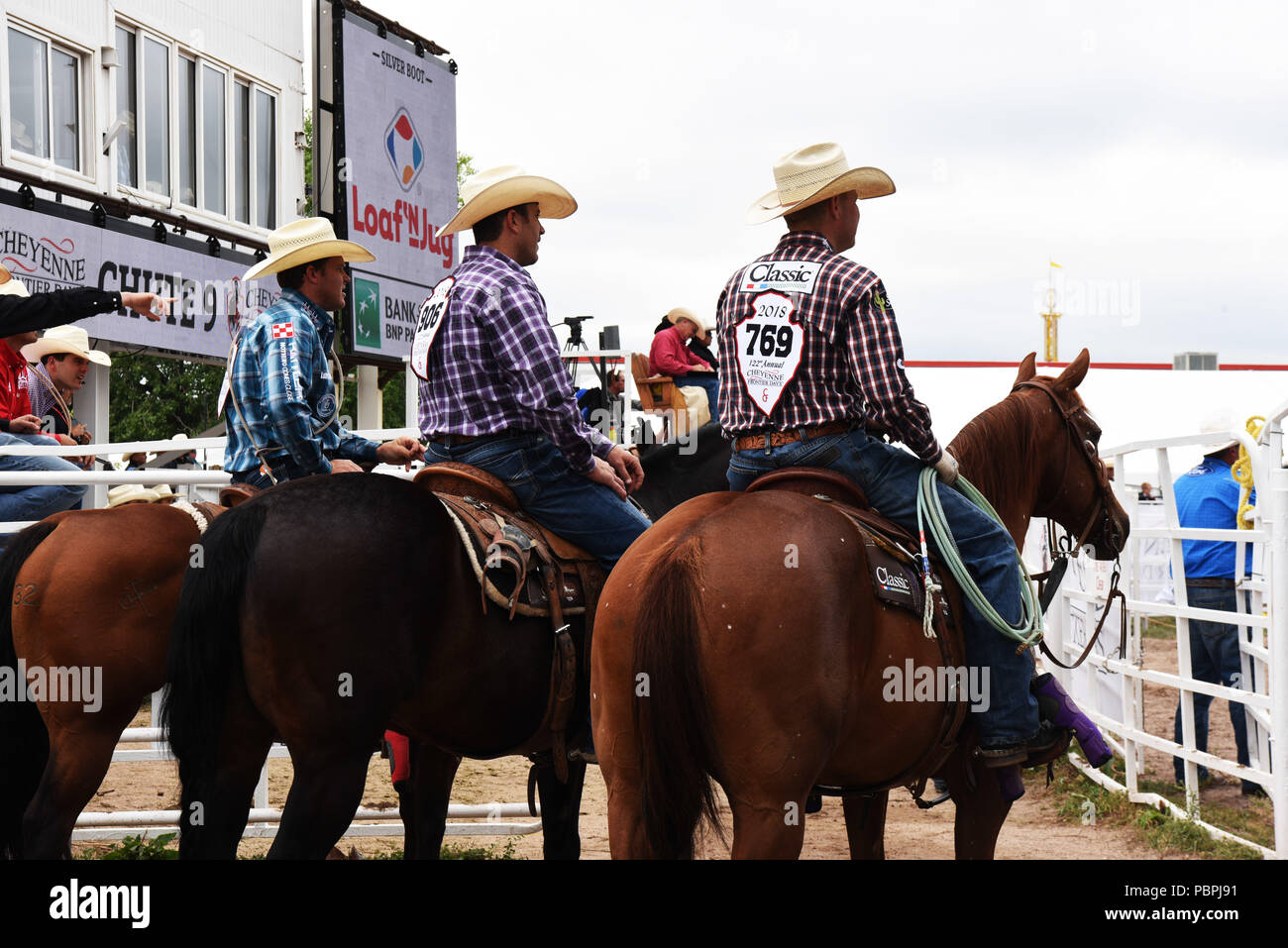 Rodeo participants watch some of the Military Monday events during ...