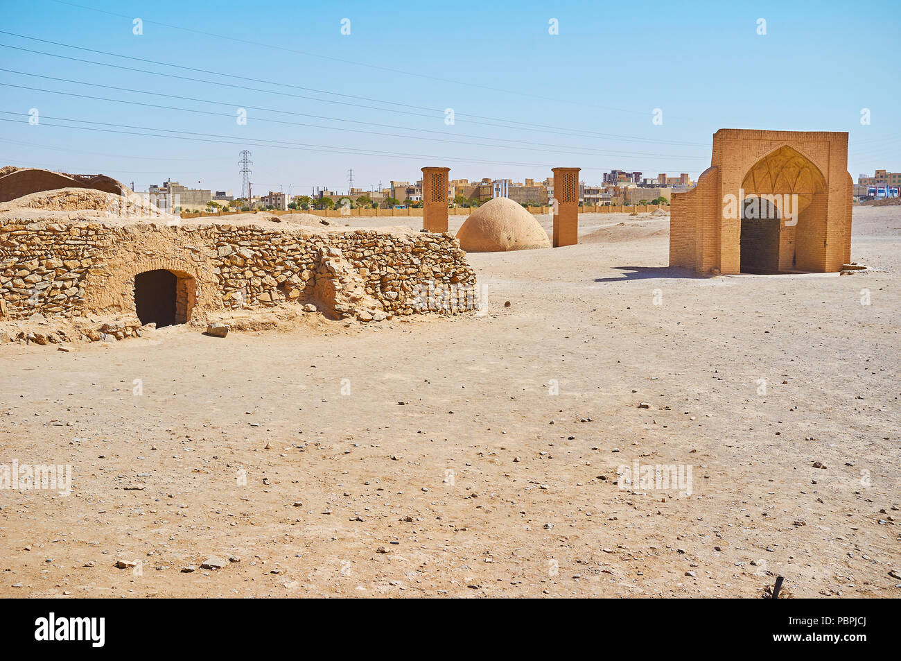 The ancient ritual buildings and water cistern of Dakhma Zoroastrian ...