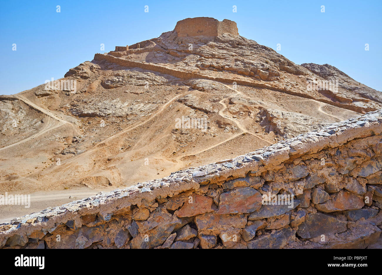 The view on ancient Zoroastrian burial Tower of Silence (Dakhma ...
