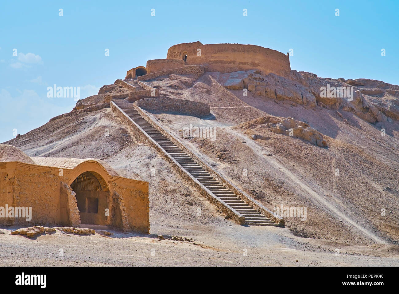 Zoroastrian religious buildings in archaeological site next to Yazd ...