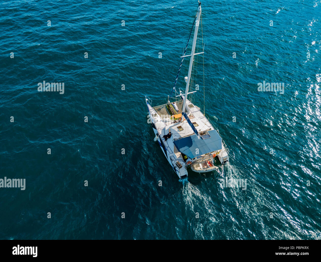 sailing boat catamaran in open sea summer cruise travel concept Stock ...