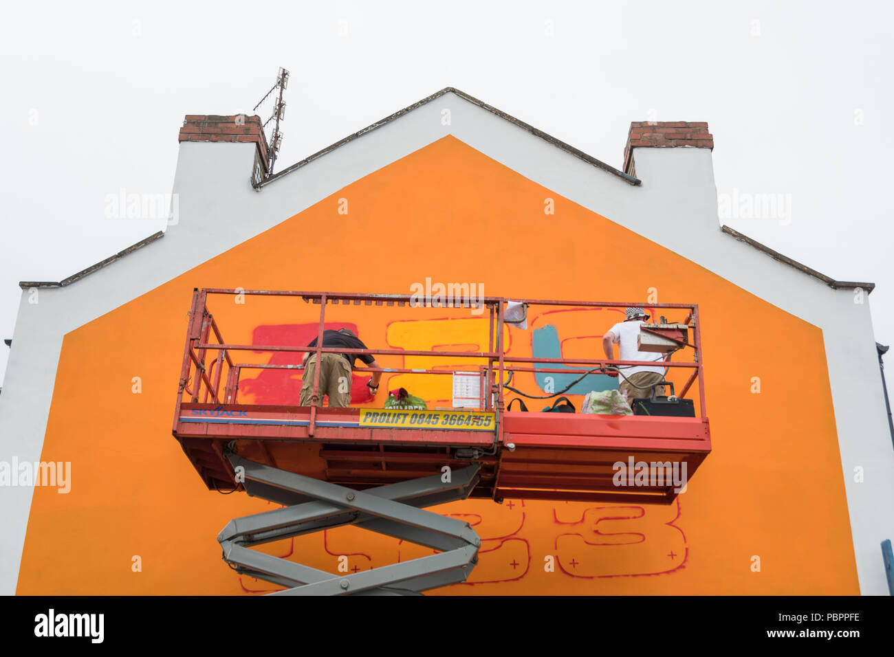 Large mural at Compass Point school for 10th anniversary of UPFest, the ...