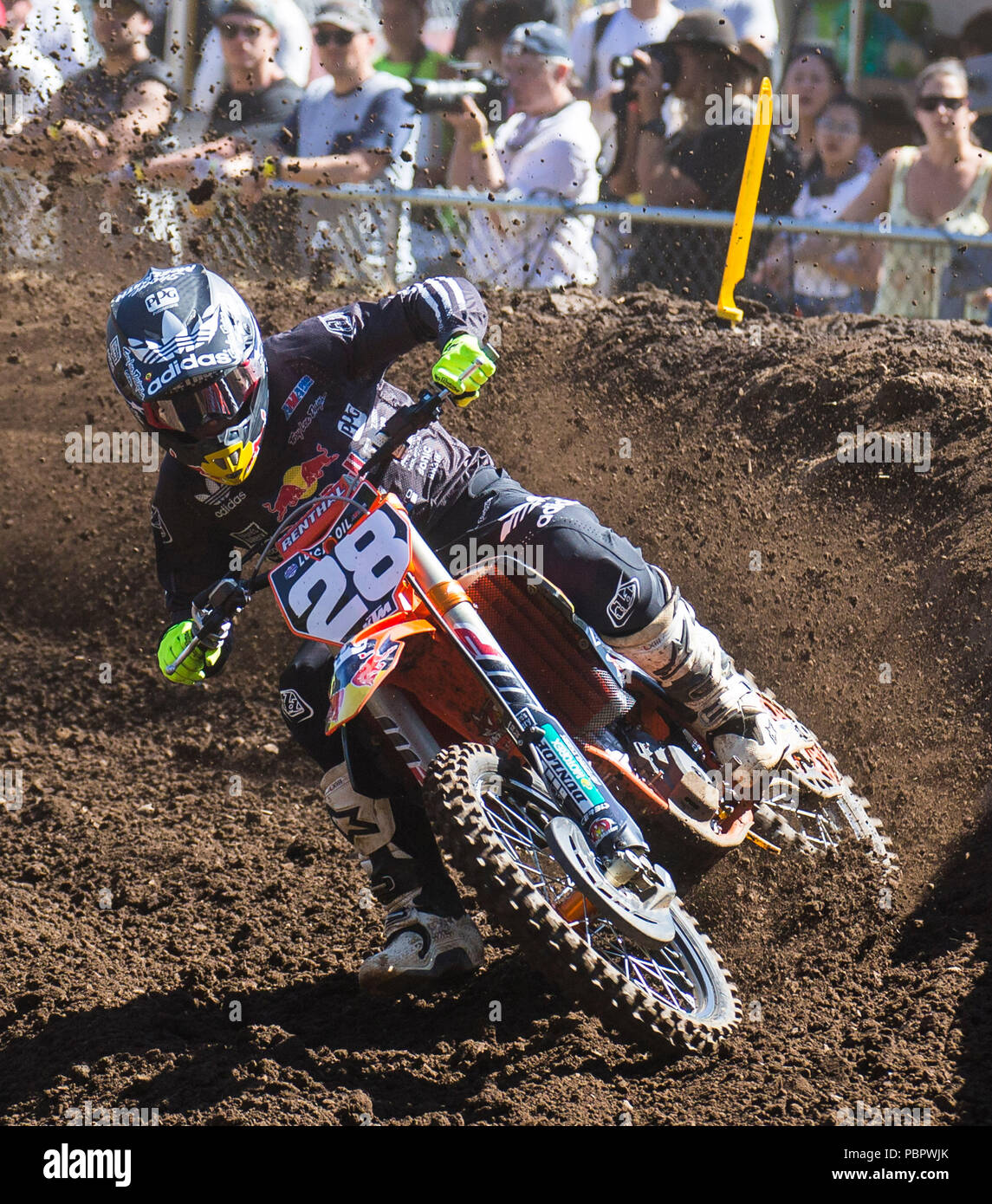 Washougal, WA USA. 28th July, 2018. # 28 Shane MC Elrath coming out of ...