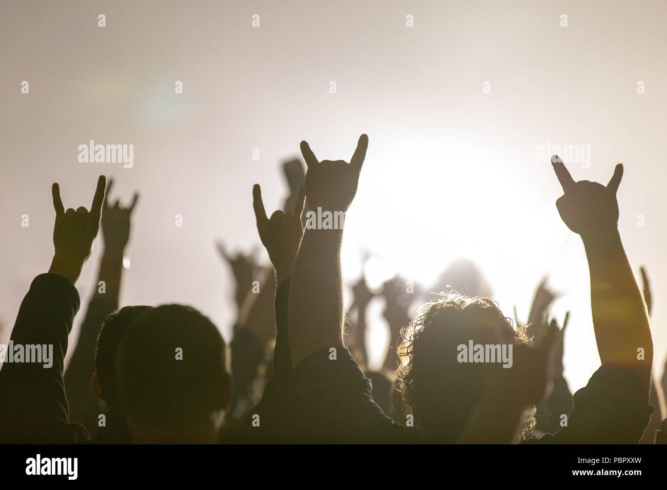 Devil Horns Hand Crowd