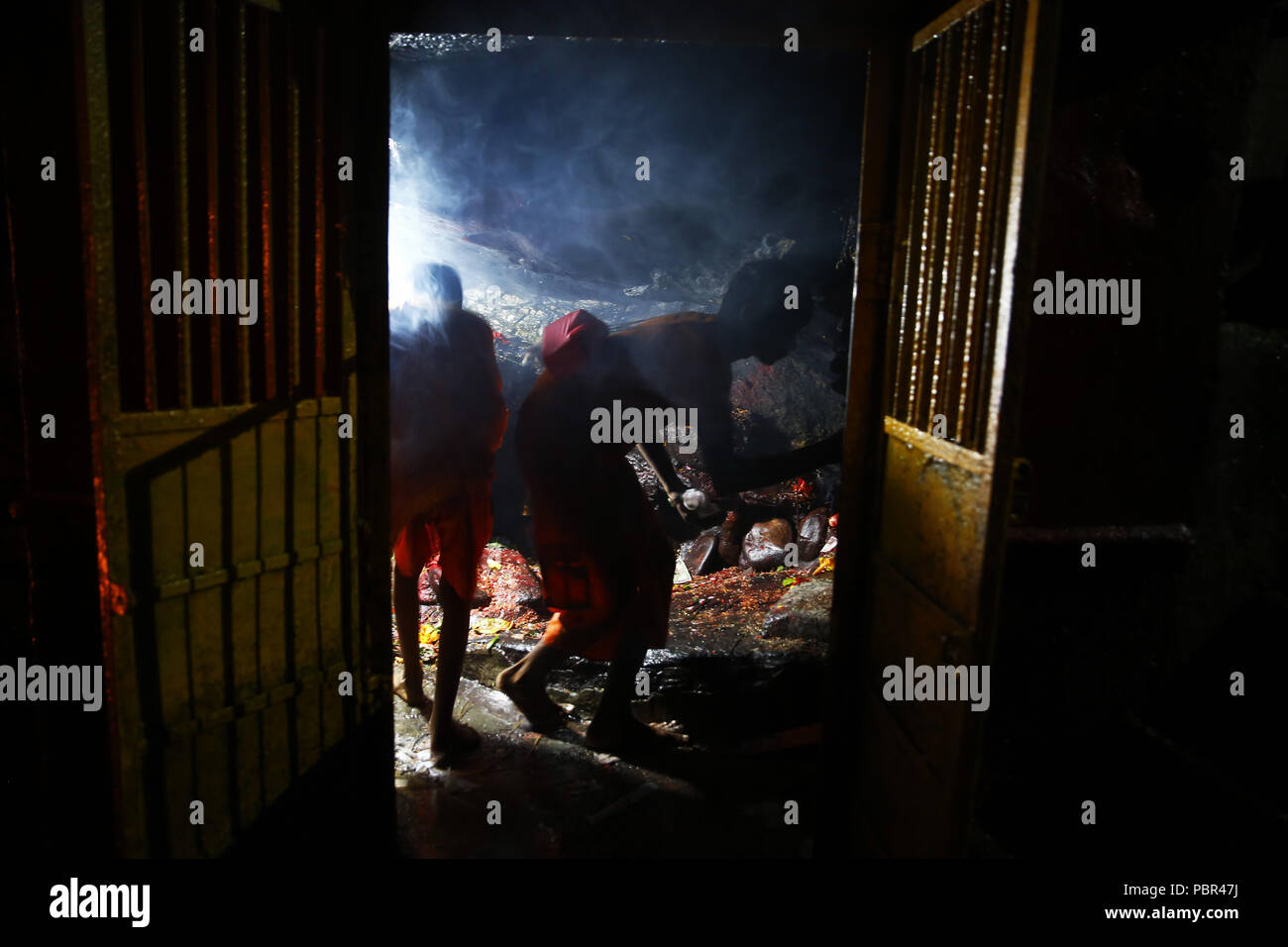 Kathmandu, Nepal. 30th July 2018. Hindu worshippers or pilgrims also ...