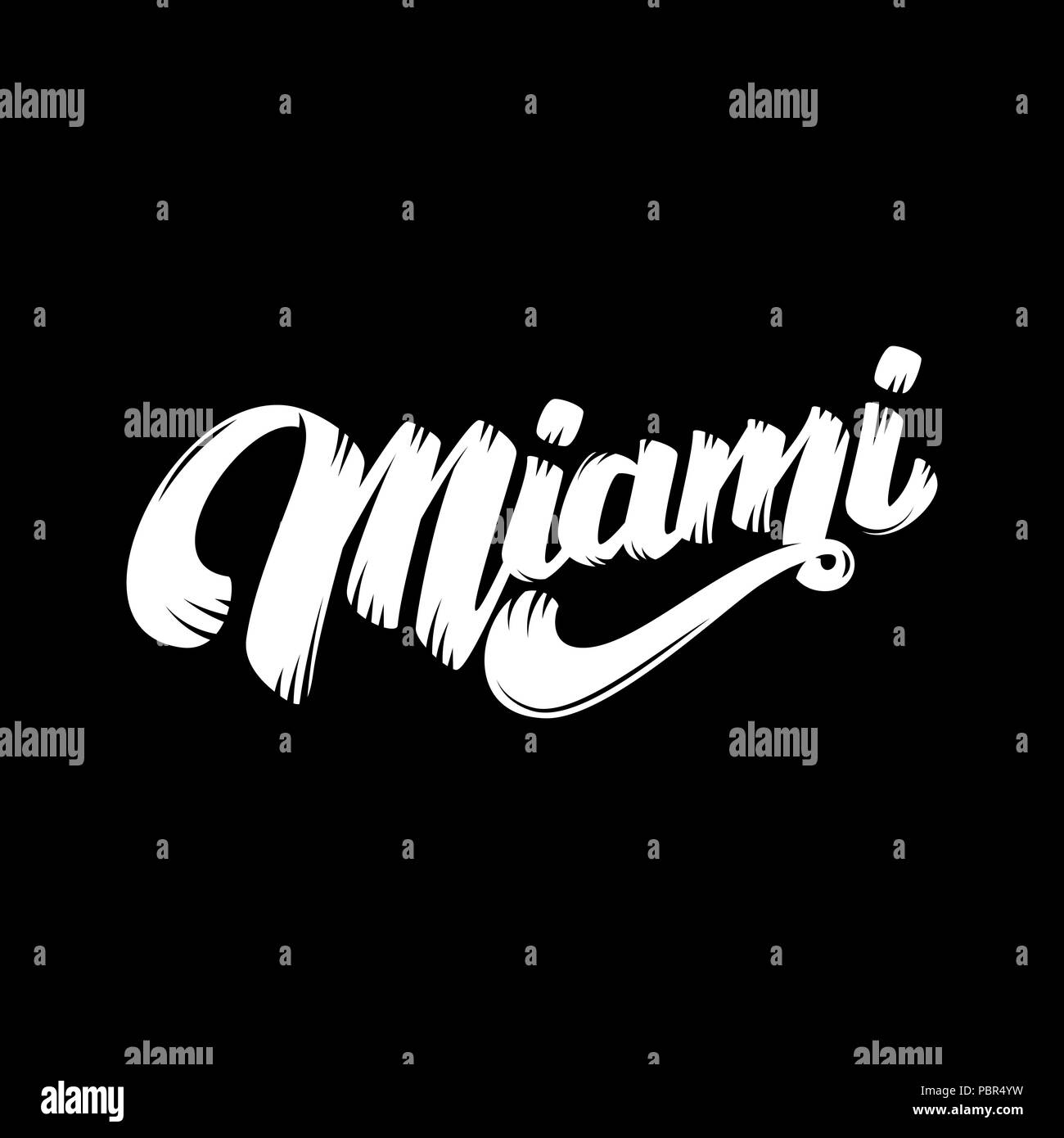 Miami. Lettering phrase isolated on white background. Vector ...
