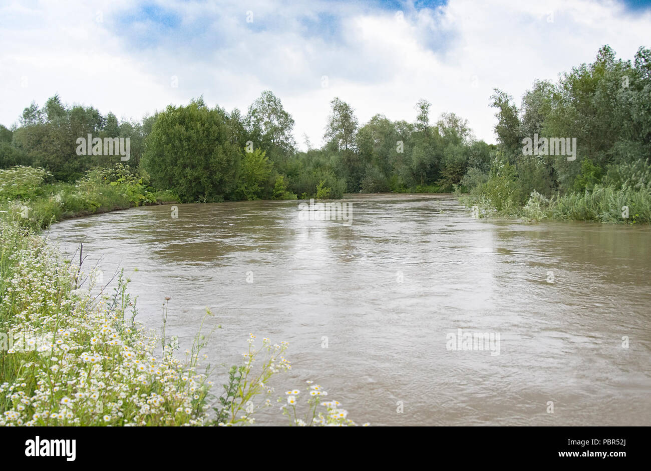 floods river overflows its banks Stock Photo - Alamy