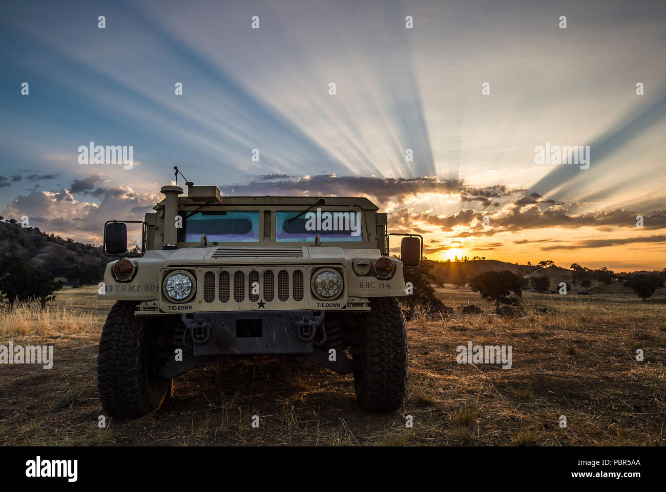 A humvee belonging to the 11th Military Police Brigade sits parked on ...