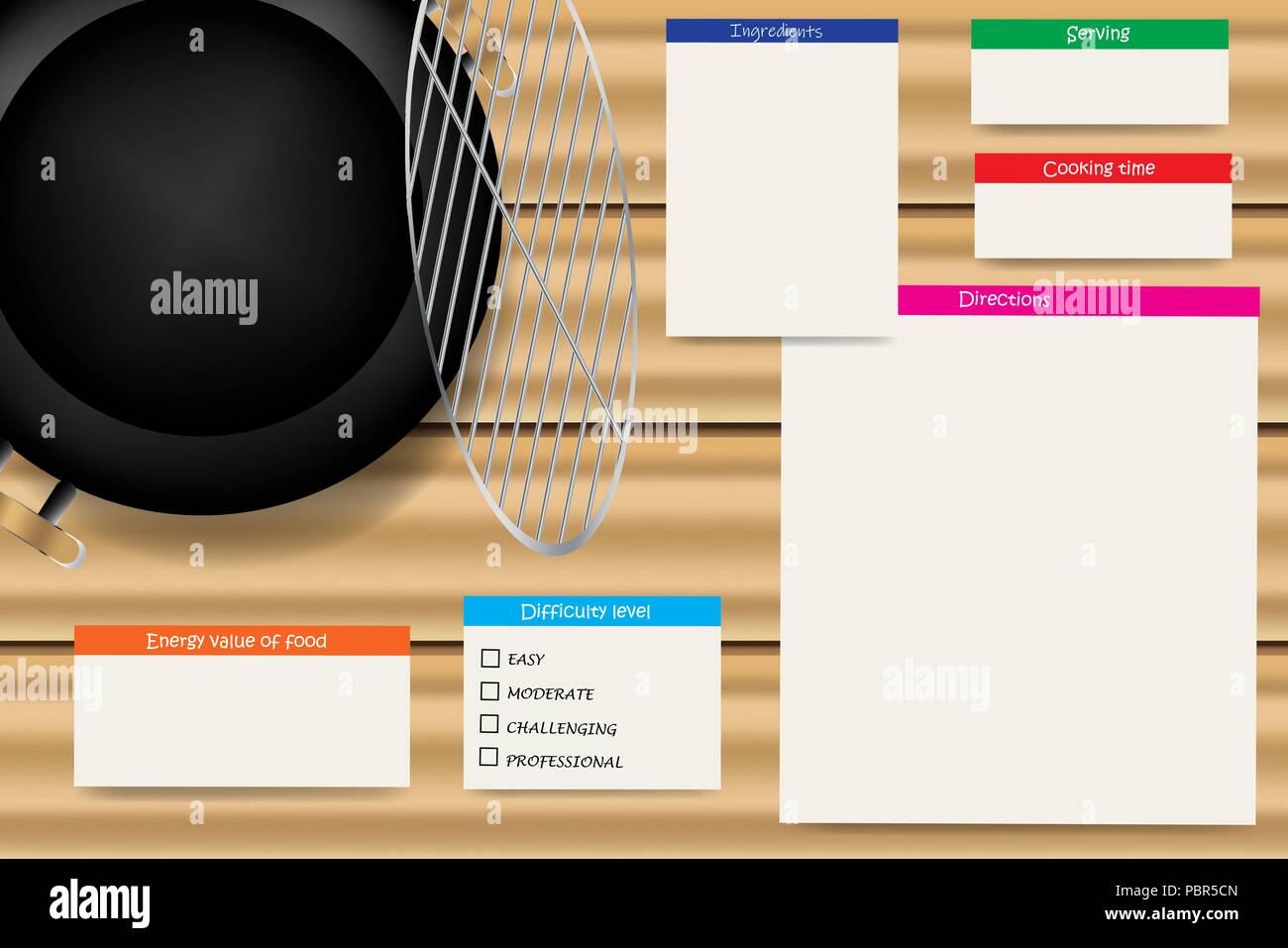 Cooking wooden board with a round table grill fireplace ready for your ...