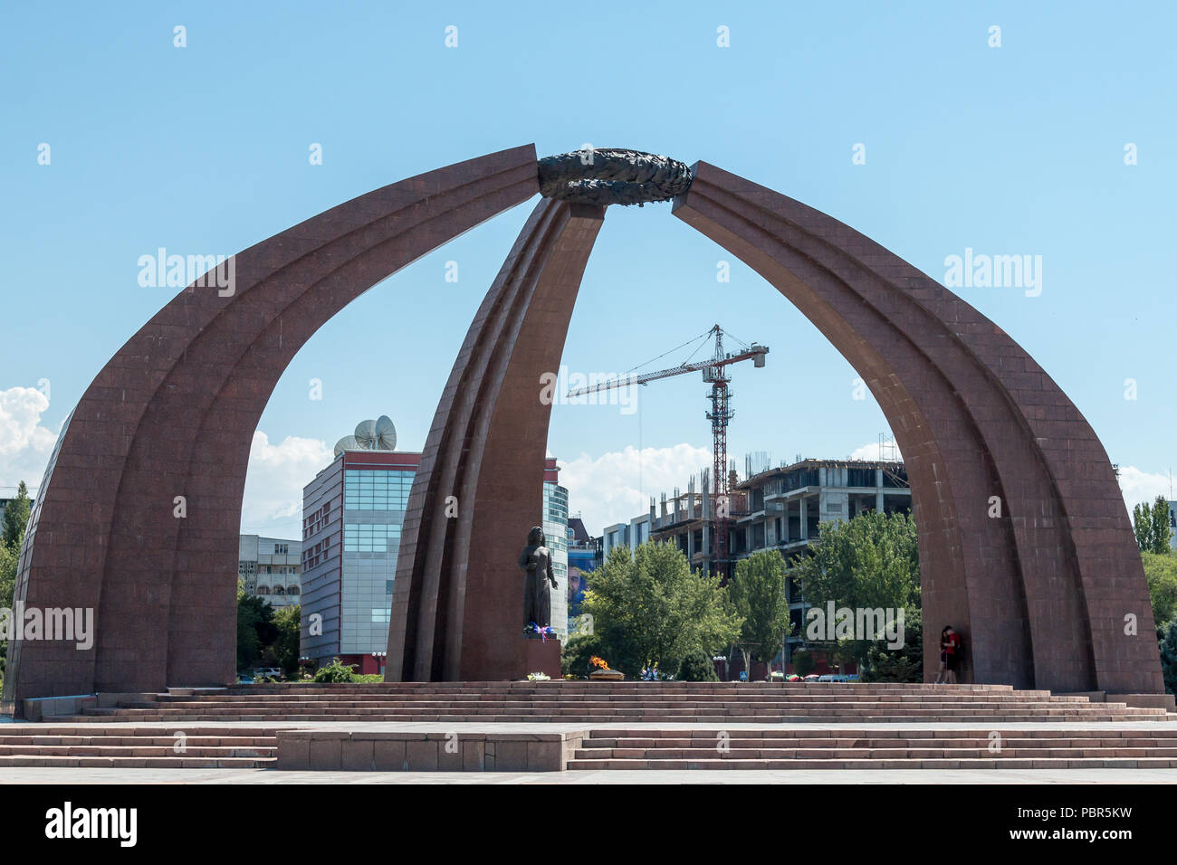 Victory Square in Bishkek, Kyrgyzstan, with a memorial and external ...