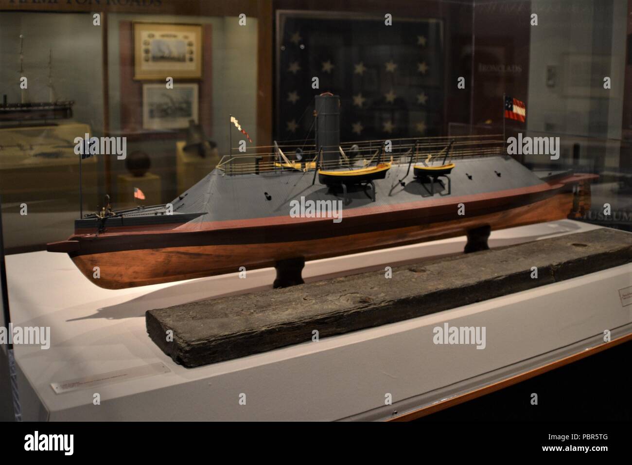 A view of a detailed model replica of the CSS Virginia, which is housed ...