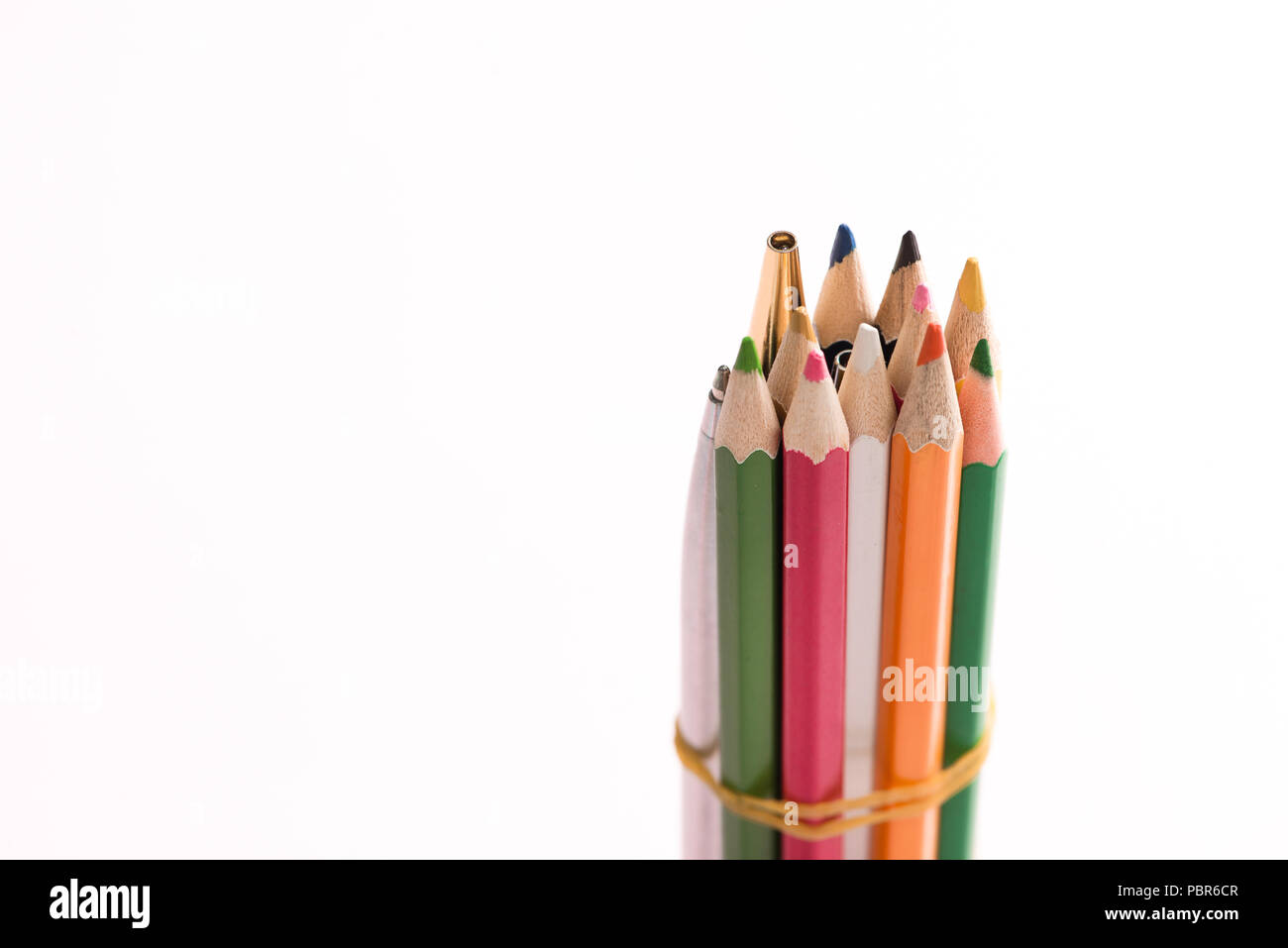 Close up color pencils isolated on white background Stock Photo - Alamy