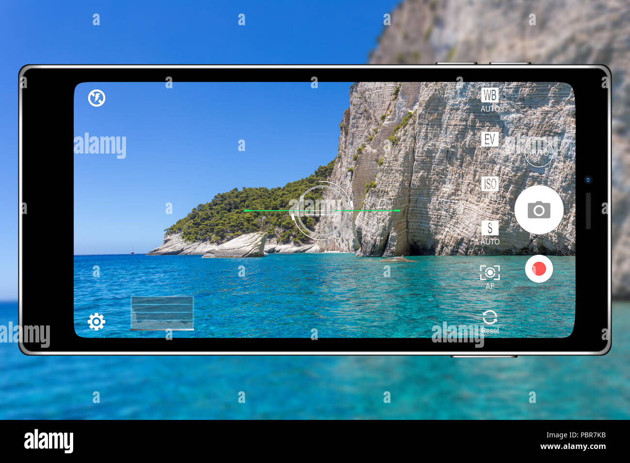 Smartphone camera application photography realistic illustration Stock ...