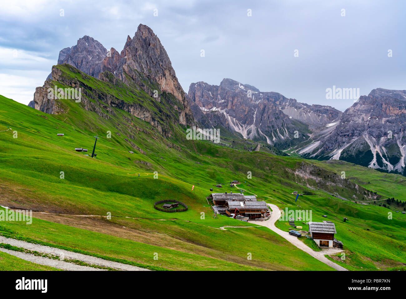 Amazing view of the famous Odle in the Dolomites Mountain Range of ...