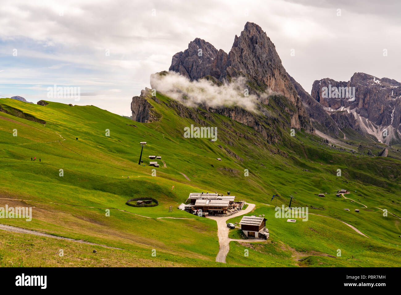 Beautiful landscape of Dolomites mountain in Italy, the Odle mountain ...
