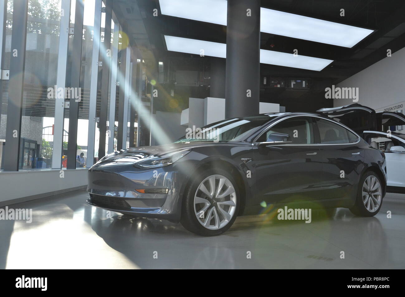 Tesal model 3 at the tesla store in the Meatpacking district, Manhattan ...