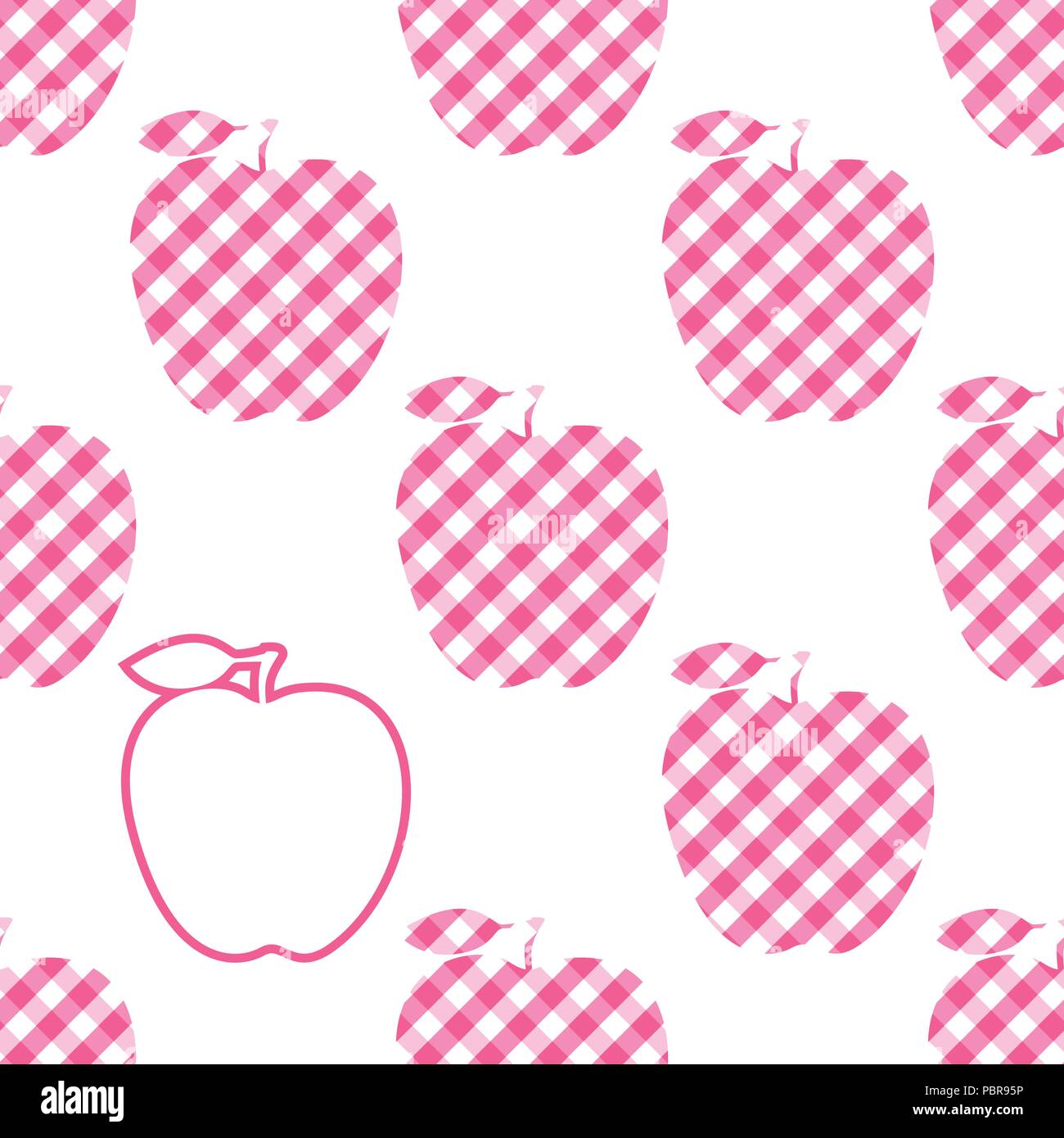 Vector Apple pink checkered abstract . Seamless pattern with accent one ...