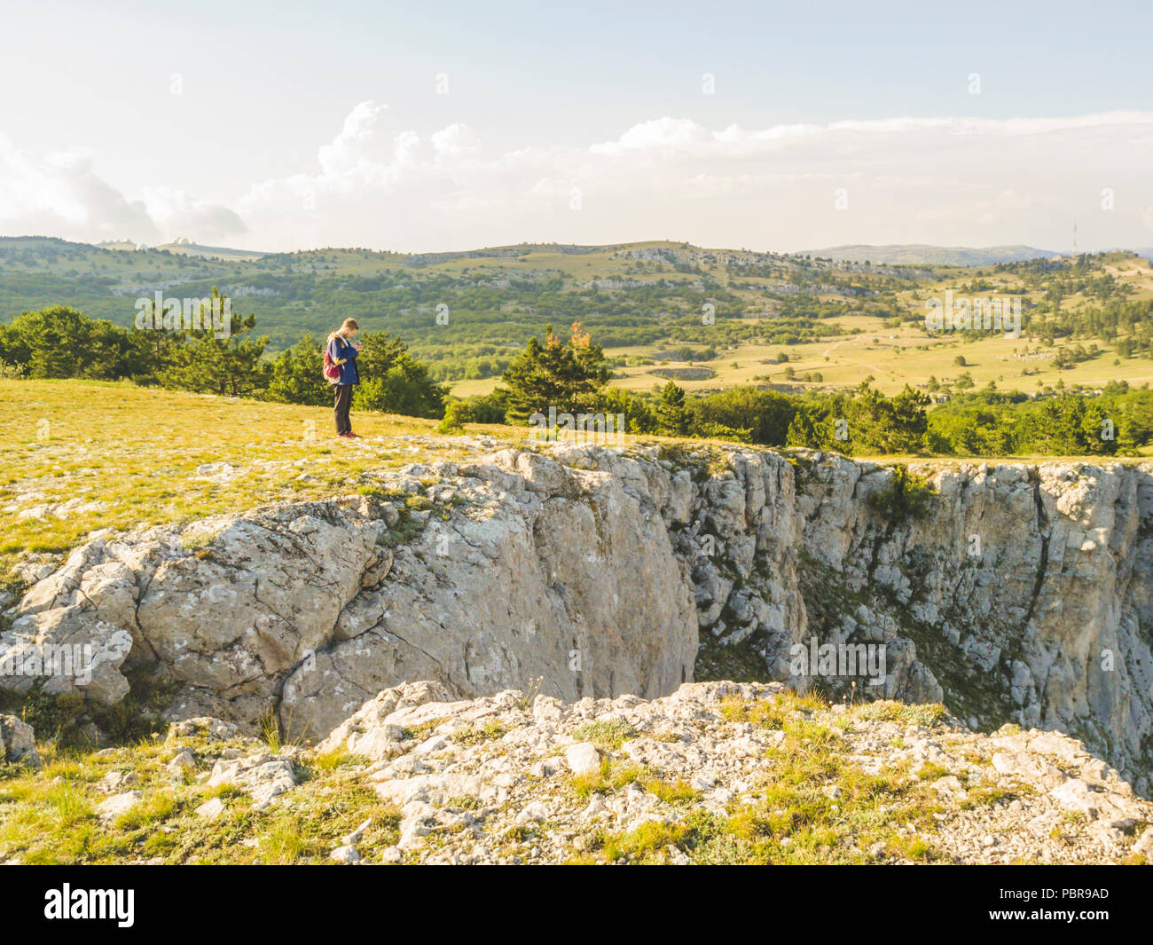 Aerial view man backpack hike hi-res stock photography and images - Alamy