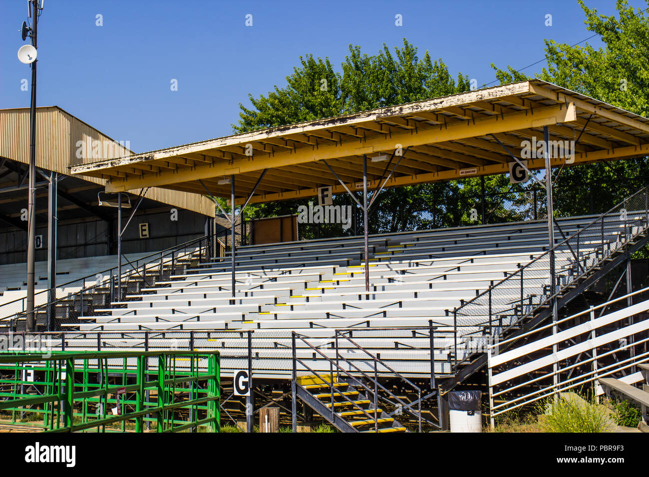 Small Grandstand Seating With Cover Stock Photo - Alamy