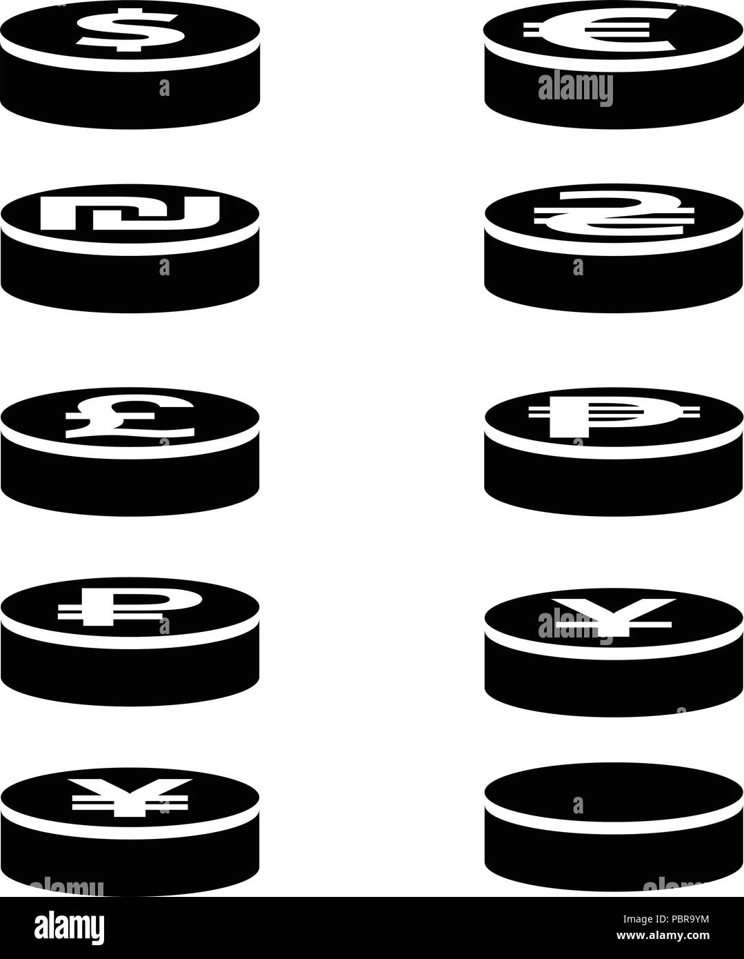 Coins of famous world currencies icon set on a white background Stock ...