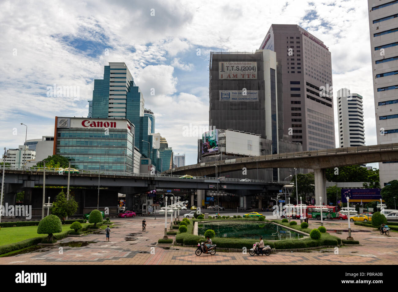 Bangkok, Thailand - May 1, 2018: Busy intersection between Silom ...