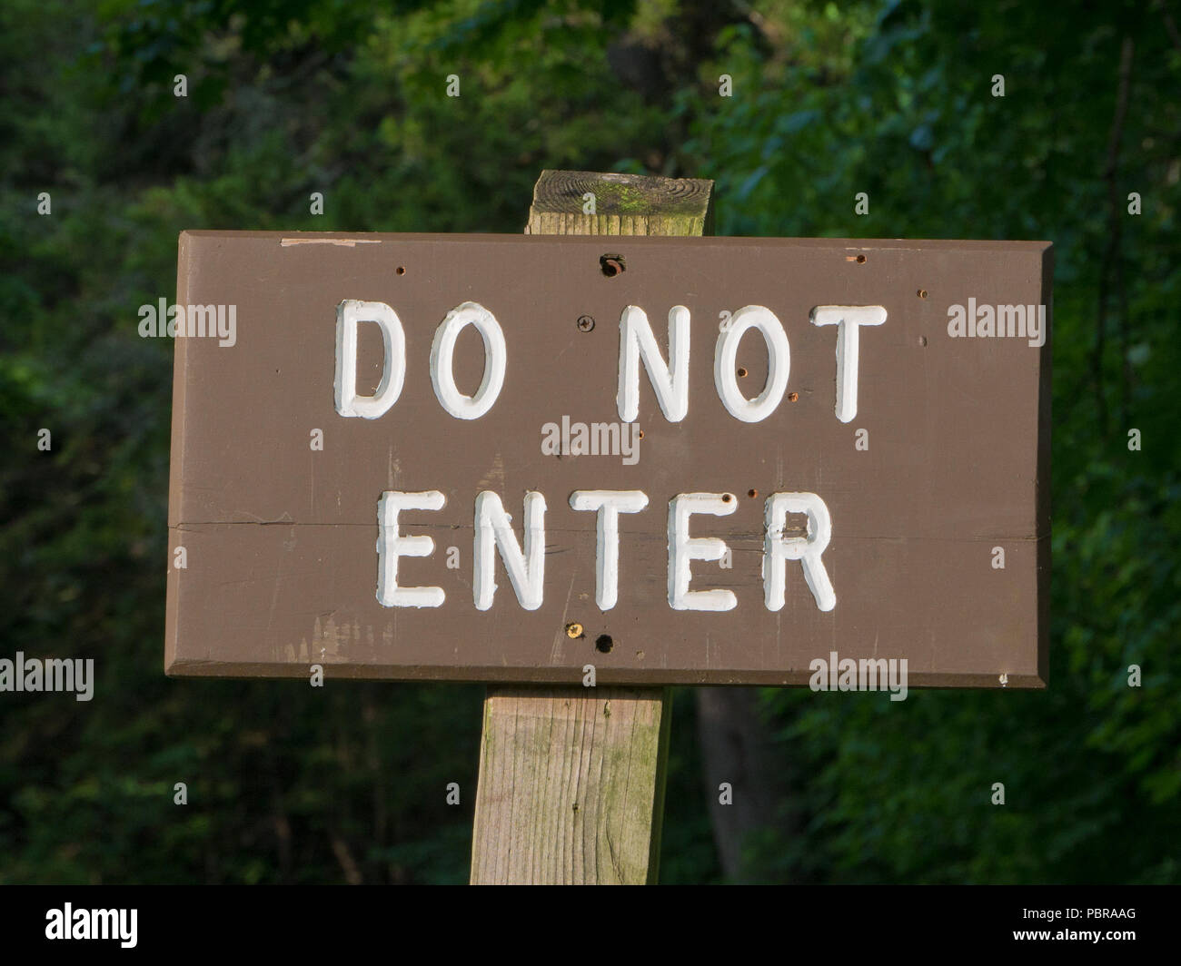 A wooden do not enter sign in a state park, Vermont, USA Stock Photo ...