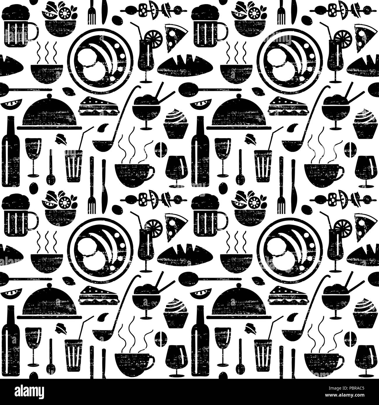 Scratched restaurant menu related seamless pattern Stock Vector Image ...