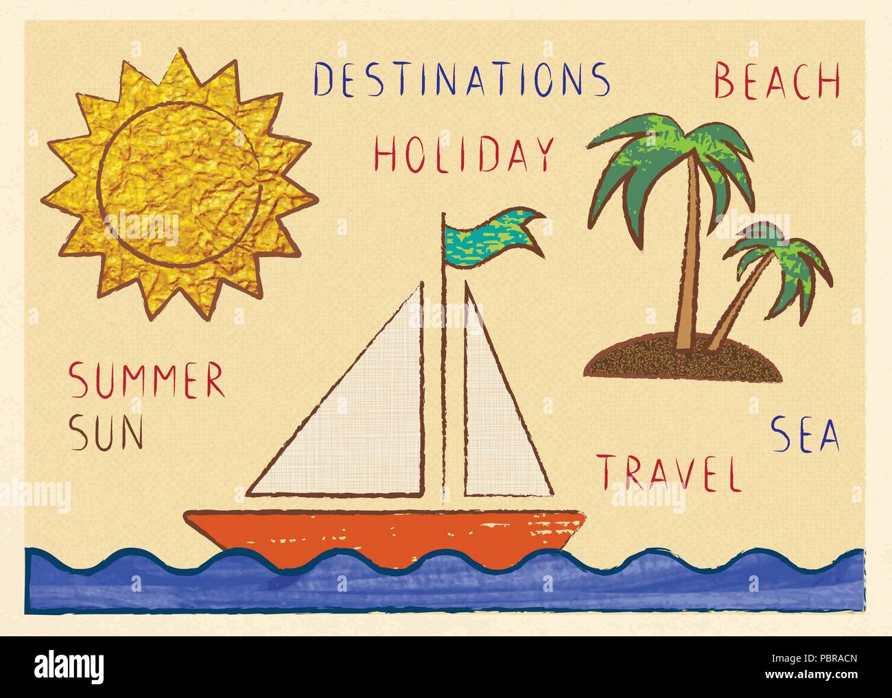 Summer themed collage Stock Vector Images - Alamy