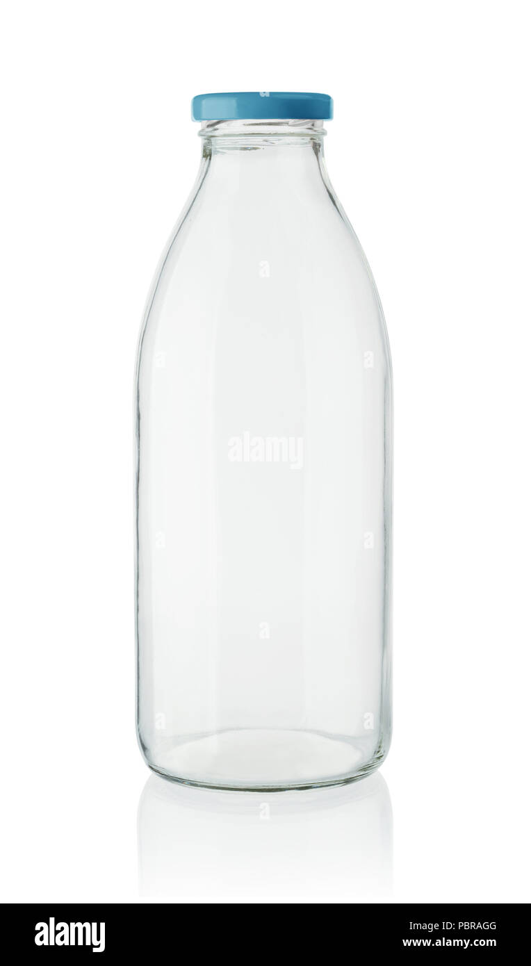 Empty transparent milk bottle isolated on the white background Stock ...