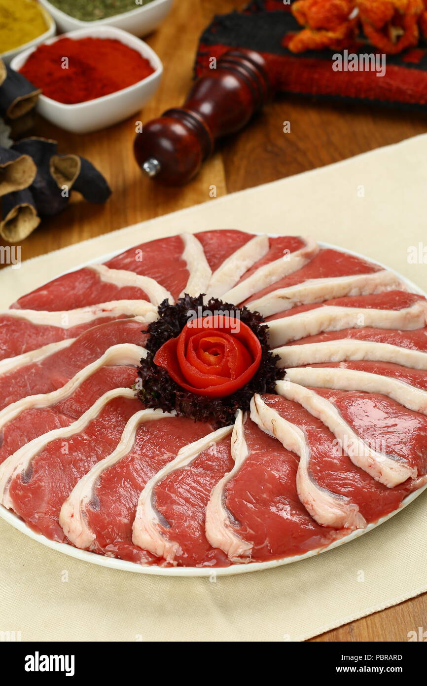 Raw Beef Steak Meat on Tray Stock Photo - Alamy