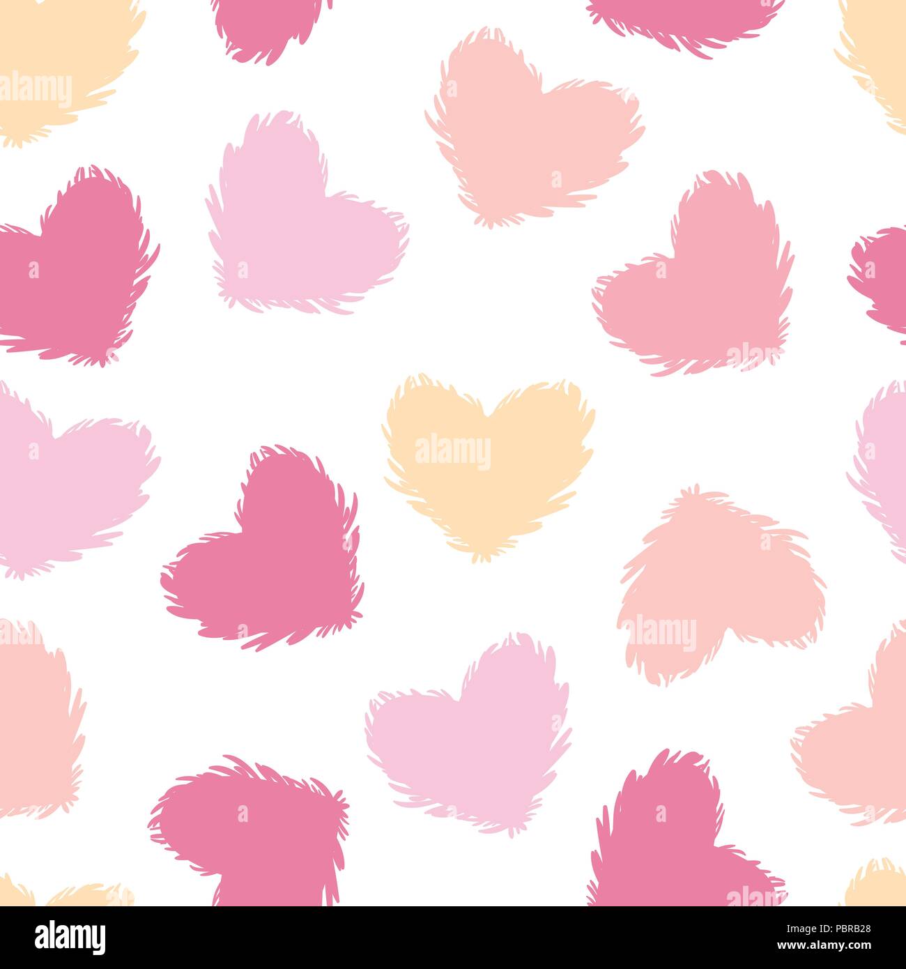 Vector fluffy heart seamless pattern Isolated on white background Stock ...