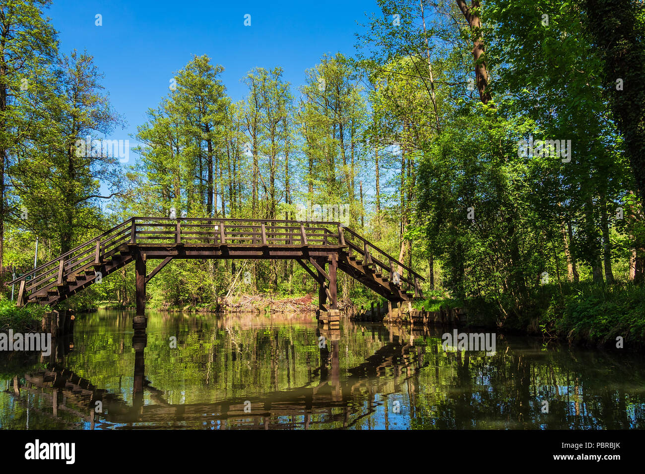 Landscape with bridge in the Spreewald area, Germany Stock Photo - Alamy